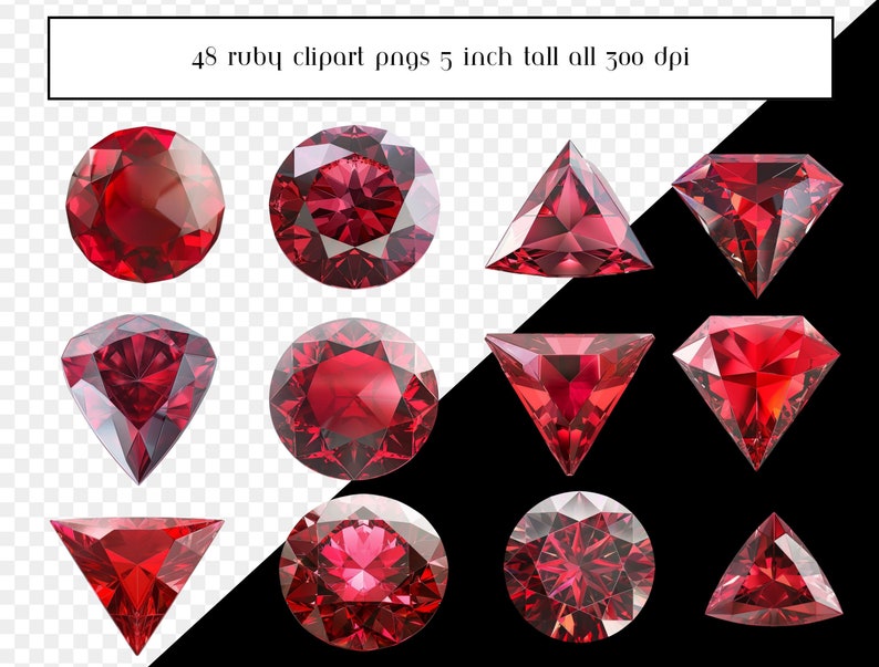 Ruby Gems Clipart, Rubies Birthstone Clipart, 3d Render Rubies, Ruby ...