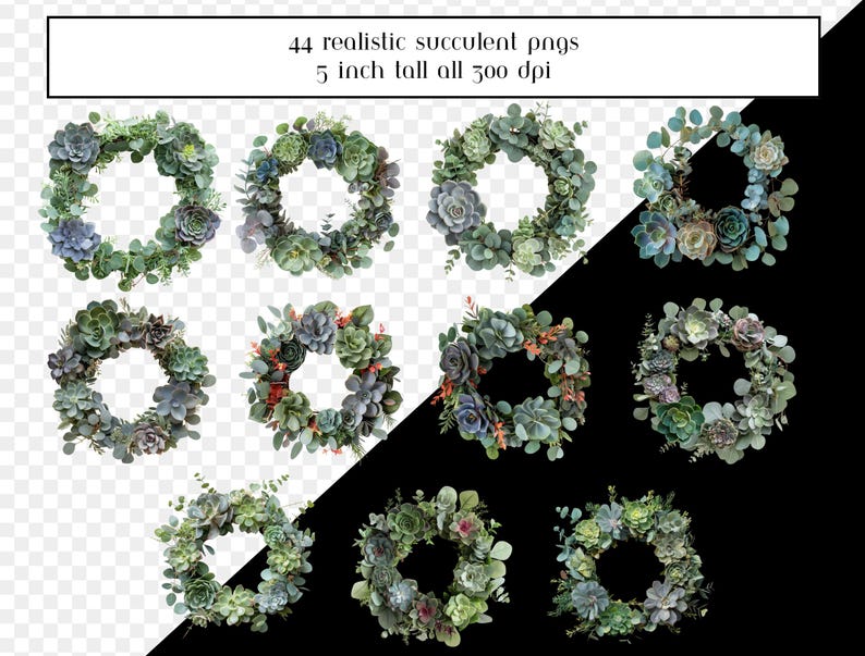 Realistic Succulent Wreath Clipart, Succulent Wreaths, Wreath Clipart ...