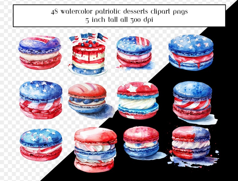 Patriotic Desserts Clipart, Patriotic Party Clipart, Fourth of July ...