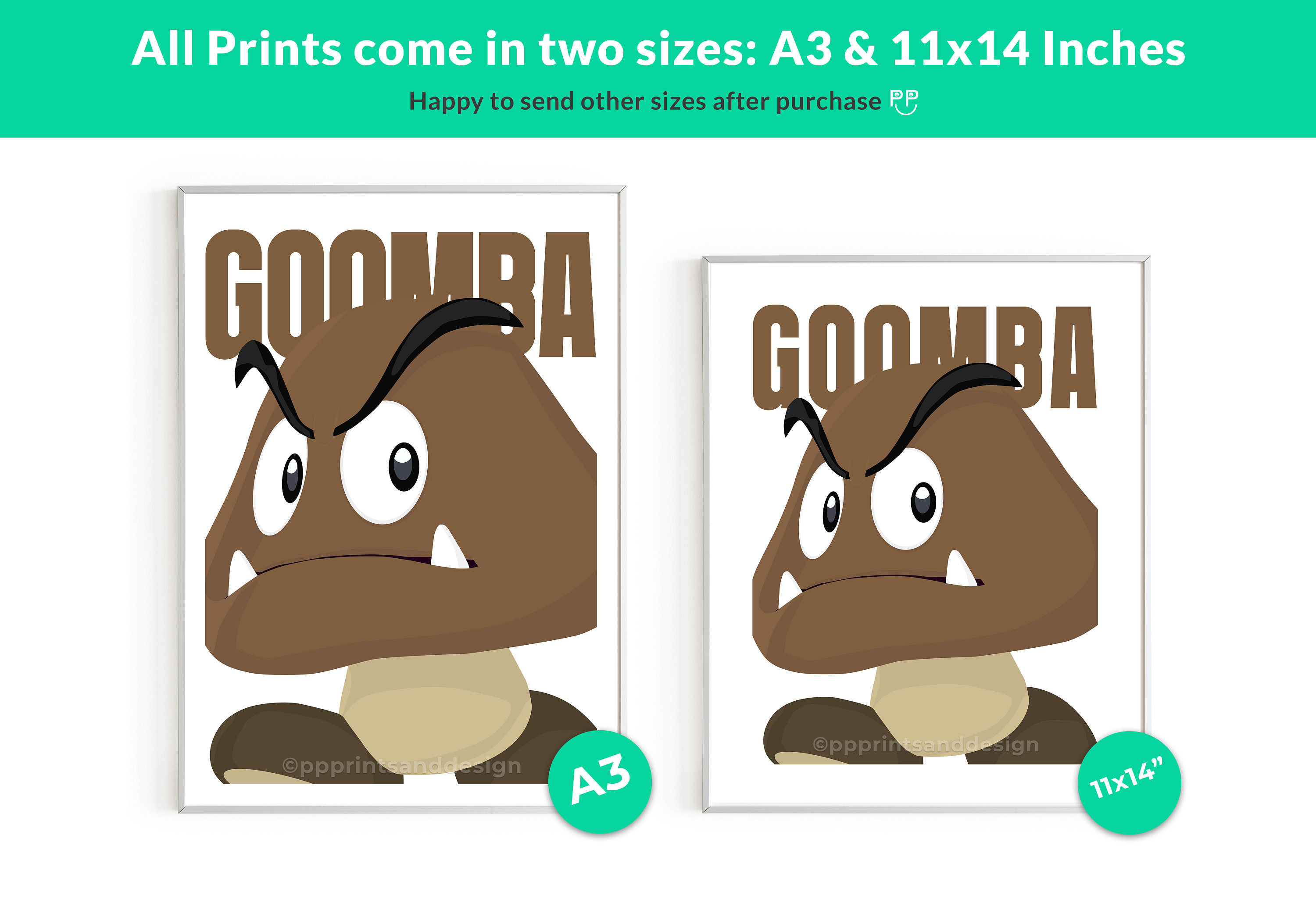 Goomba Printable Poster Art, Childs Room Decor Artwork, Gamer Gift for ...