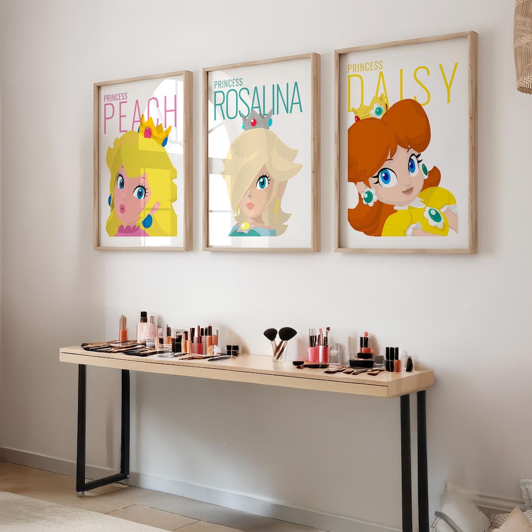 Mario Princess Prints Set: Kids Room Gamer Wall Art - Etsy