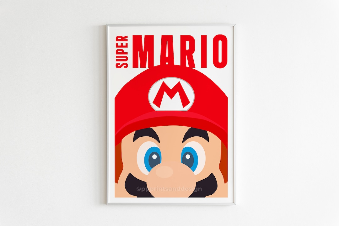 Super Mario Modern Minimalist Poster, Mario, for Gaming Room, Kids Room ...