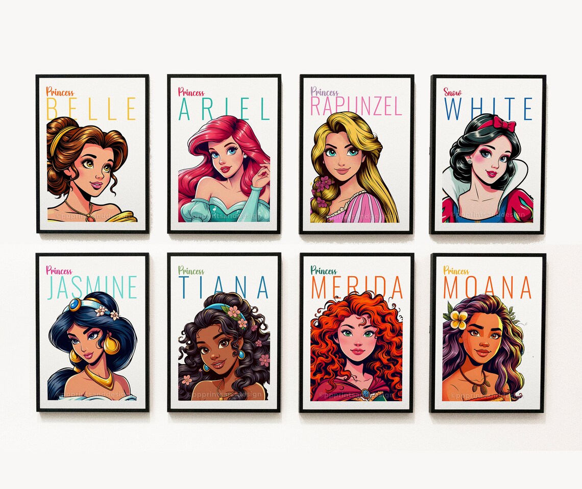 Princess Art Prints: Girls Room Decor, Set of 8 (digital Download) - Etsy