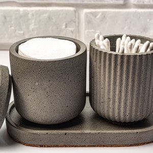 Decorative Concrete Jars. Bathroom Set. Oval Trinket Tray. Concrete ...