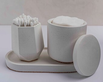 Decorative Concrete Jars. Bathroom Set. Oval Trinket Tray. Concrete ...