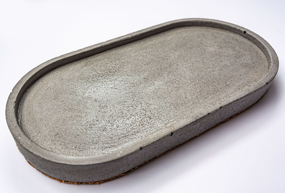 Decorative Concrete Jars. Bathroom Set. Oval Trinket Tray. Concrete ...