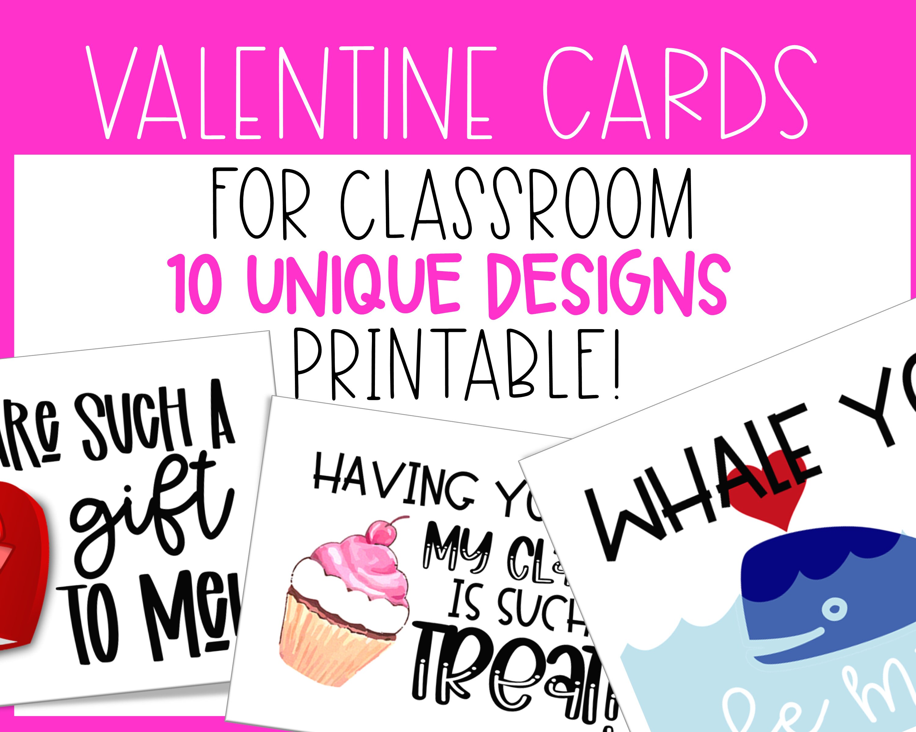 Valentines Cards Printable for Teacher or Students Print and Go ...