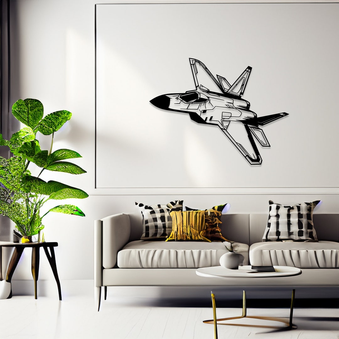 F22 Raptor Silhouette Metal Wall Decor, Wall Decor Interior ...