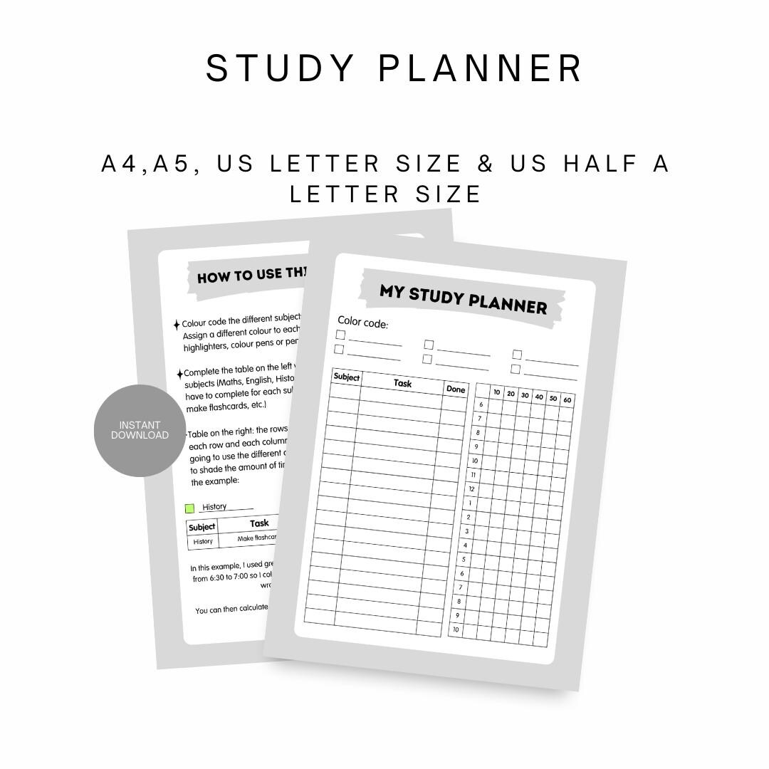 Study Planner, Study Tracker, Study Schedule, Homeschool Planner, ADHD ...