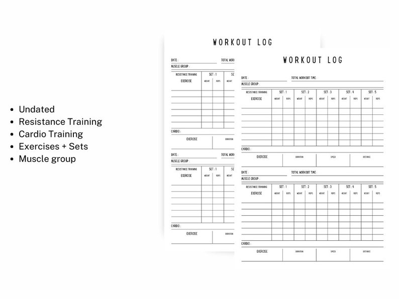 Exercise Planner, Daily Workout Planner Printable, Resistance Training ...