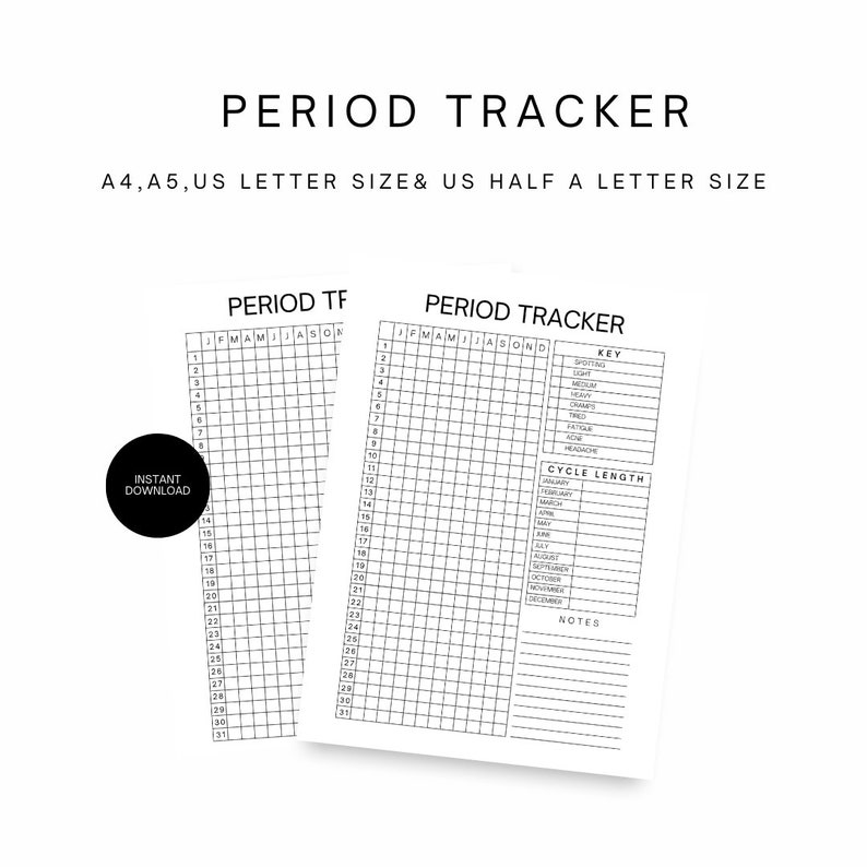 Period Tracker, Period Tracker Printable, PMDD Tracker, Cycle Calendar ...