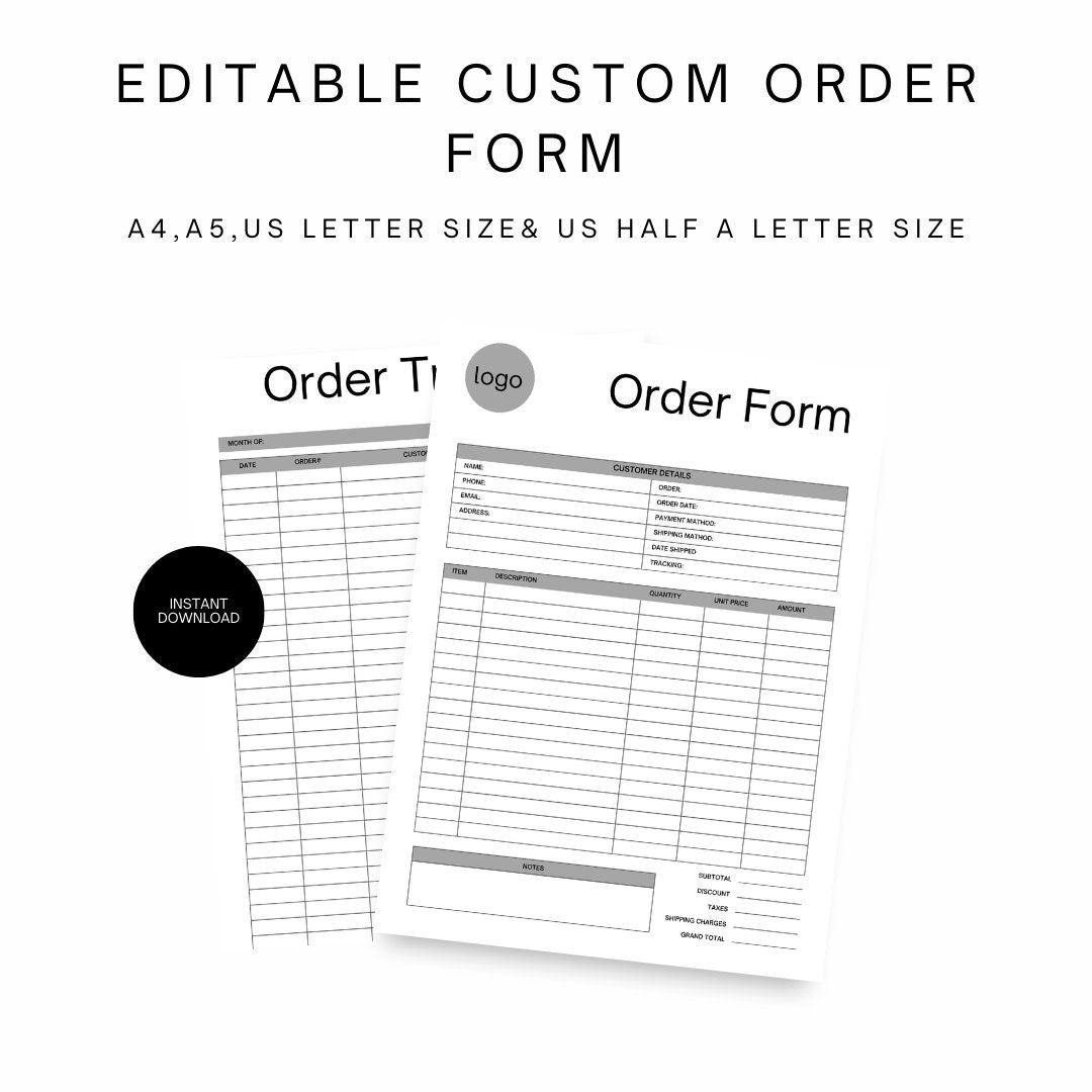 Editable Custom Order Form, Custom Order Form, Order Form Template ... Editable Custom Order Form, Custom Order Form, Order Form Template ...