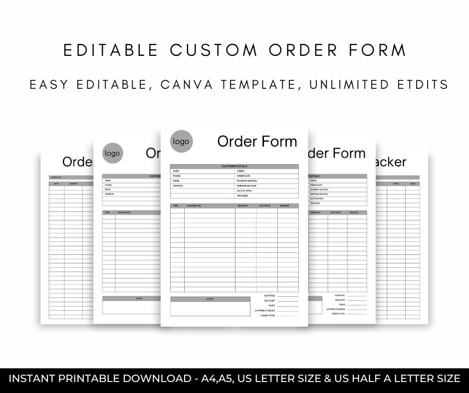 Editable Custom Order Form, Custom Order Form, Order Form Template ... Editable Custom Order Form, Custom Order Form, Order Form Template ...