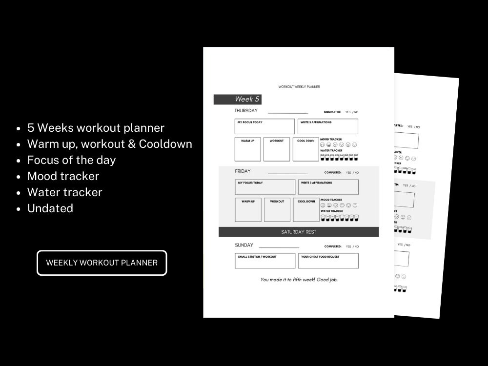 Weekly Workout Planner Printable, Daily Workout Planner, Fitness ...