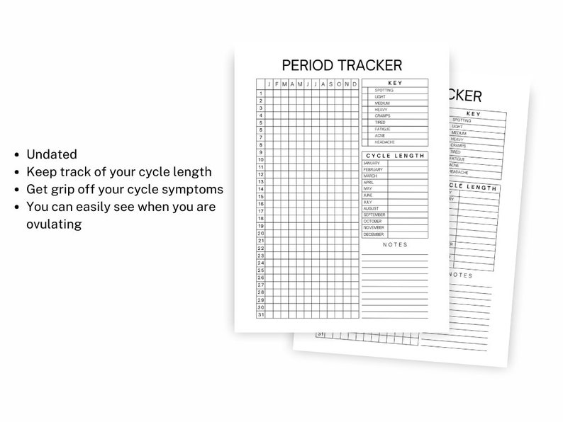 Period Tracker, Period Tracker Printable, PMDD Tracker, Cycle Calendar ...