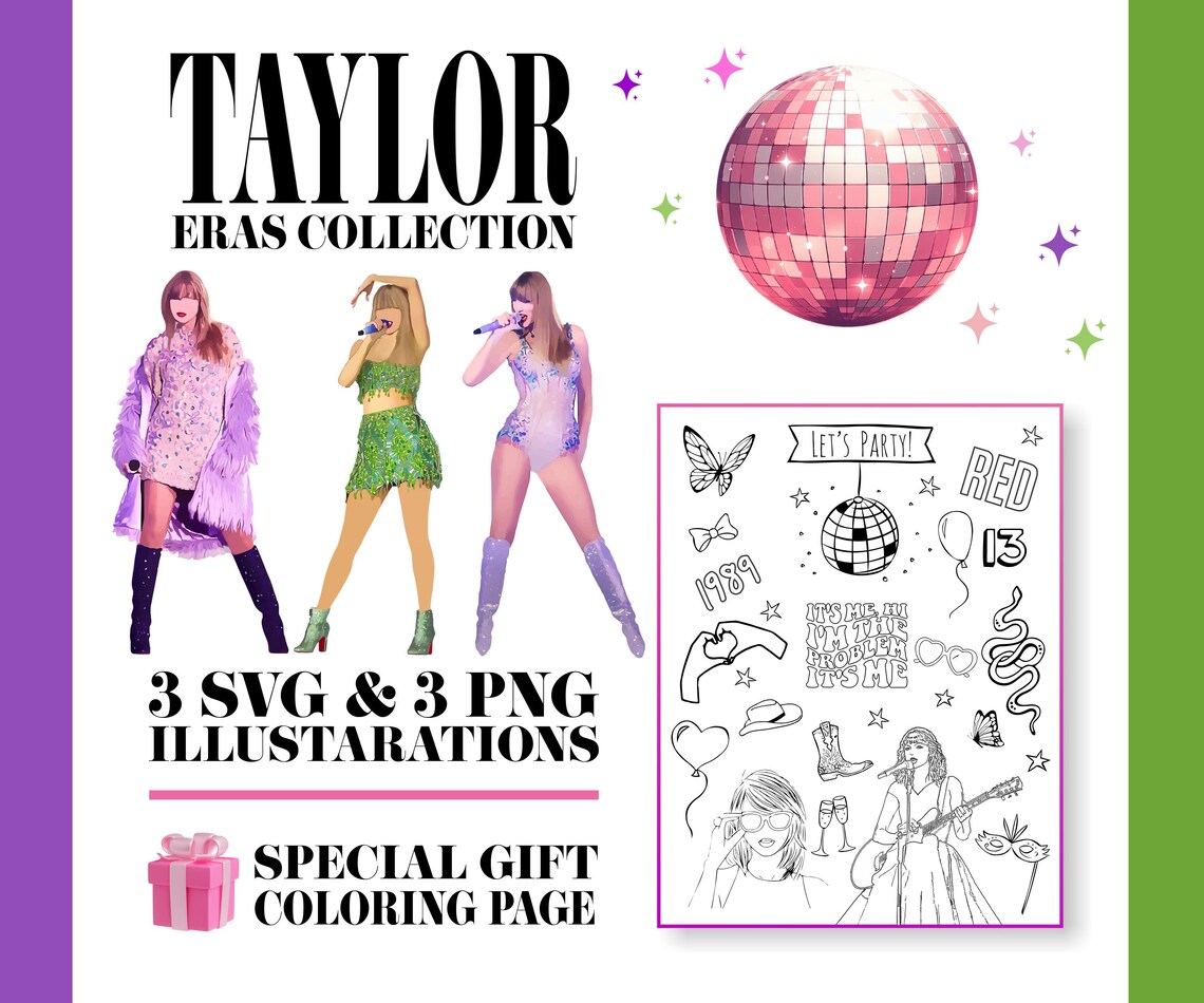 Taylor SVG, Taylor Illustrations, Eras SVG, Taylor Coloring Page, the ...