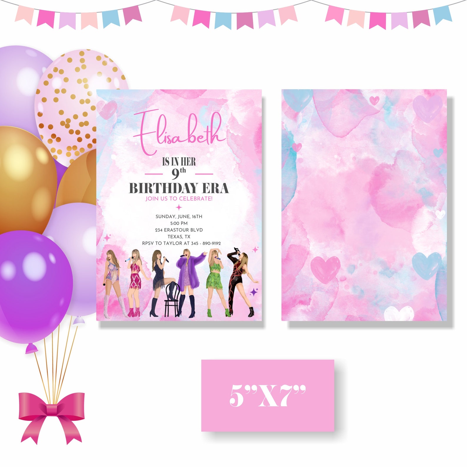 Taylor Birthday Party Invite, Eras Tour Party Invitation, Eras Tour ...