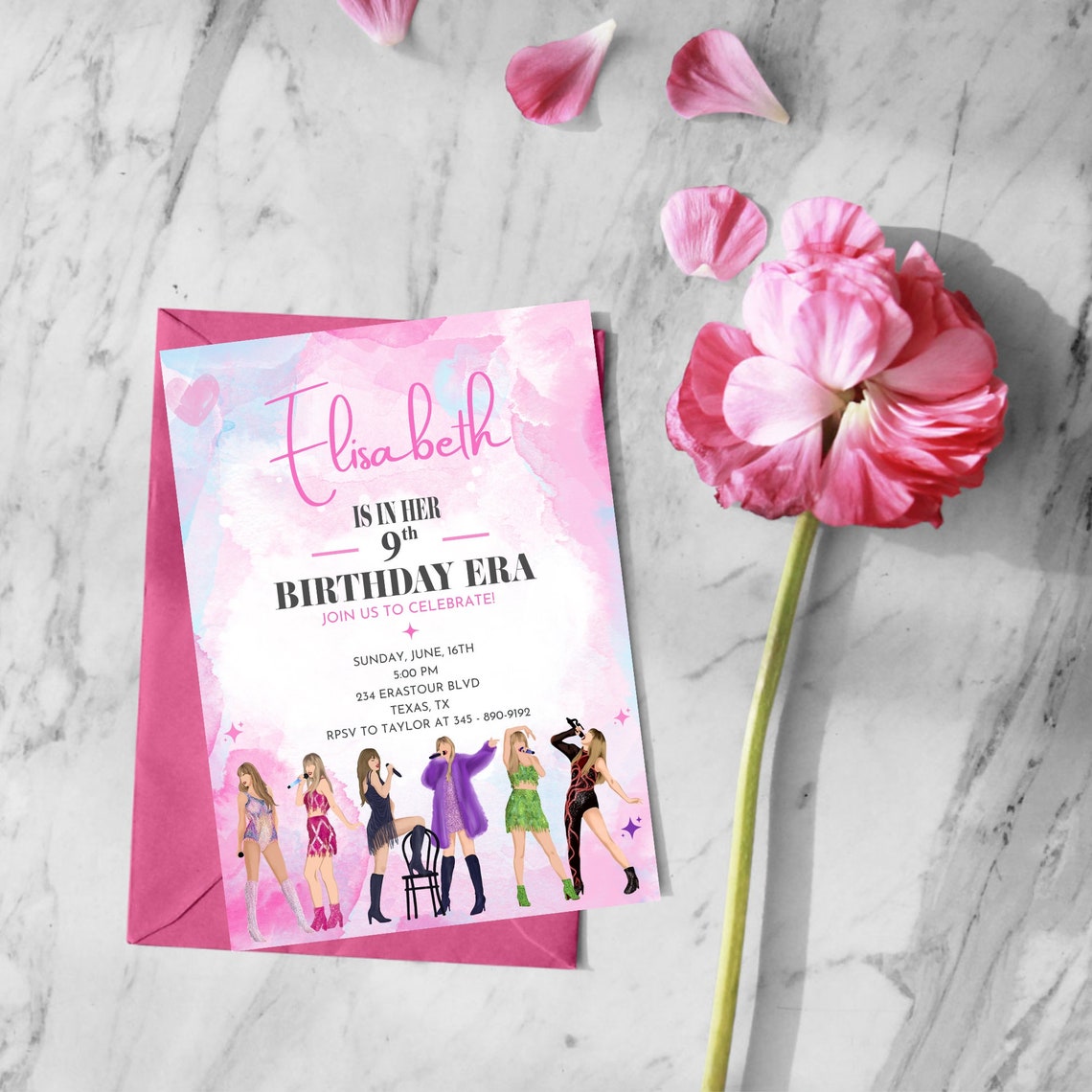 Taylor Birthday Party Invite, Eras Tour Party Invitation, Eras Tour ...