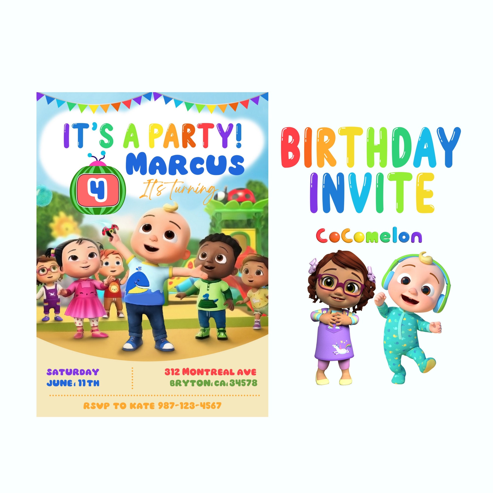 Cocomelon Birthday Invitation, Cocomelon Birthday Invite, Editable ...