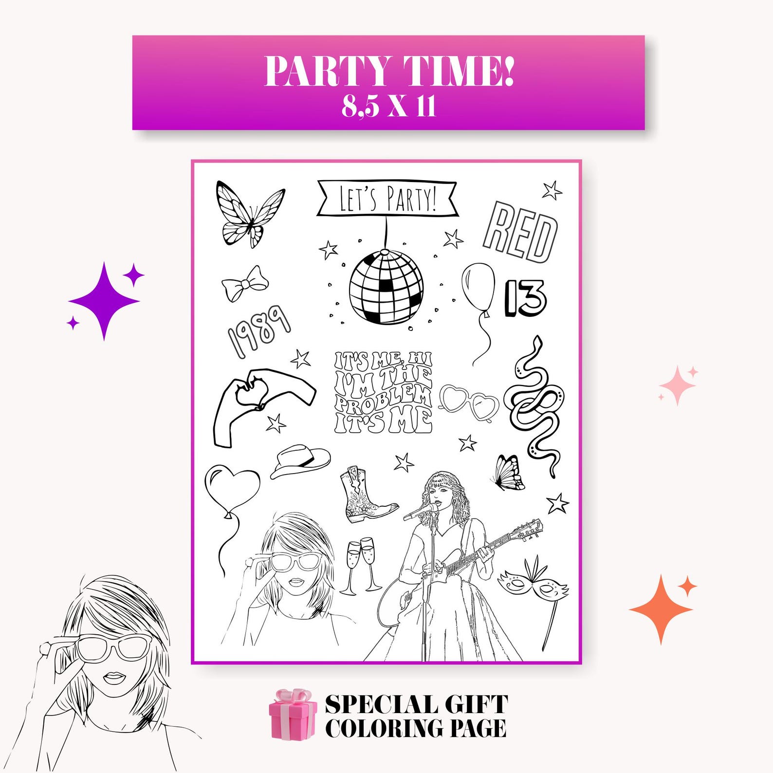 Taylor SVG, Taylor Illustrations, Eras SVG, Taylor Coloring Page, the ...