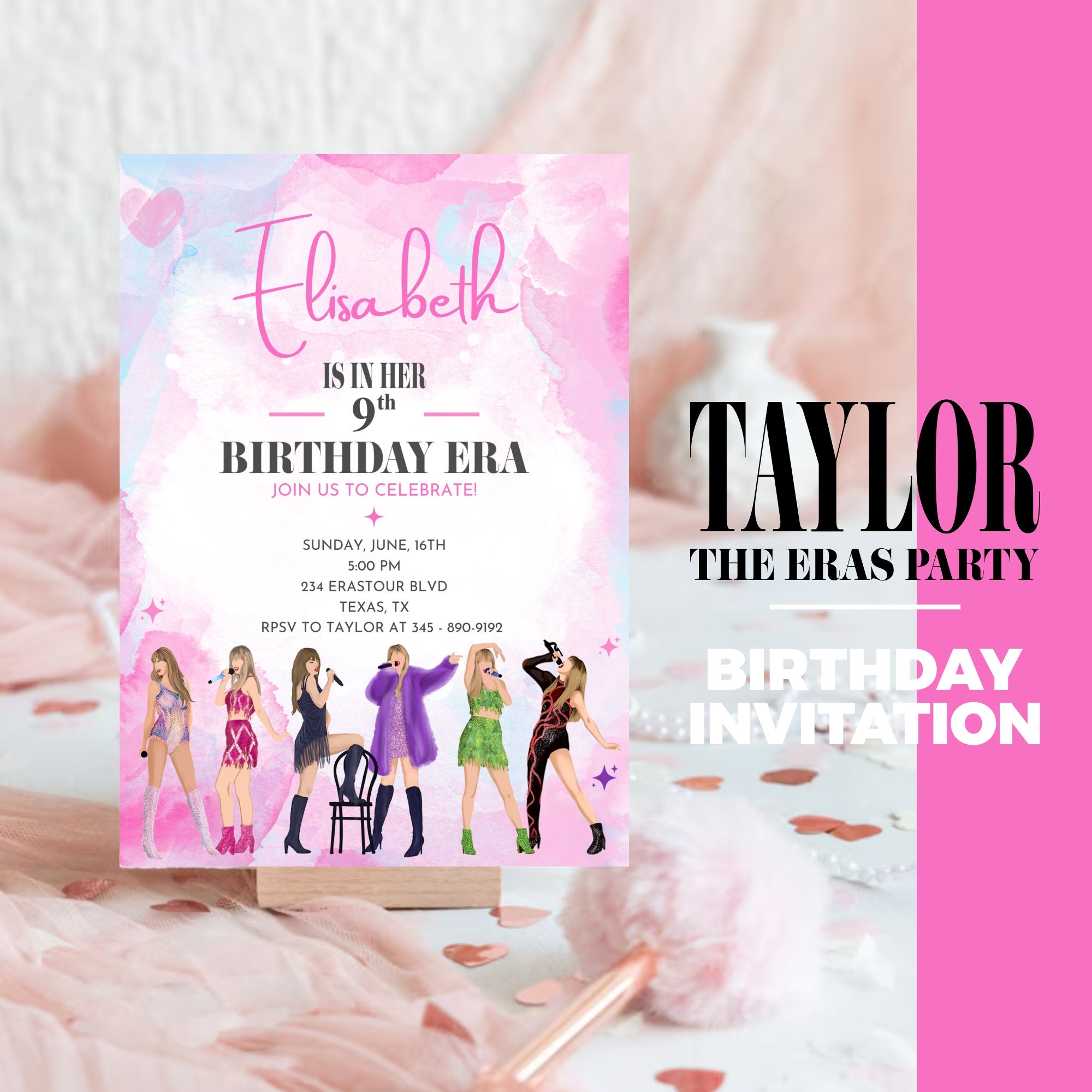 Taylor Birthday Party Invite, Eras Tour Party Invitation, Eras Tour ...