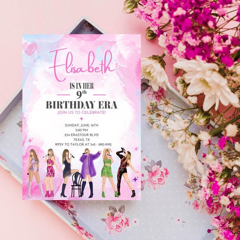 Taylor Birthday Party Invite, Eras Tour Party Invitation, Eras Tour ...