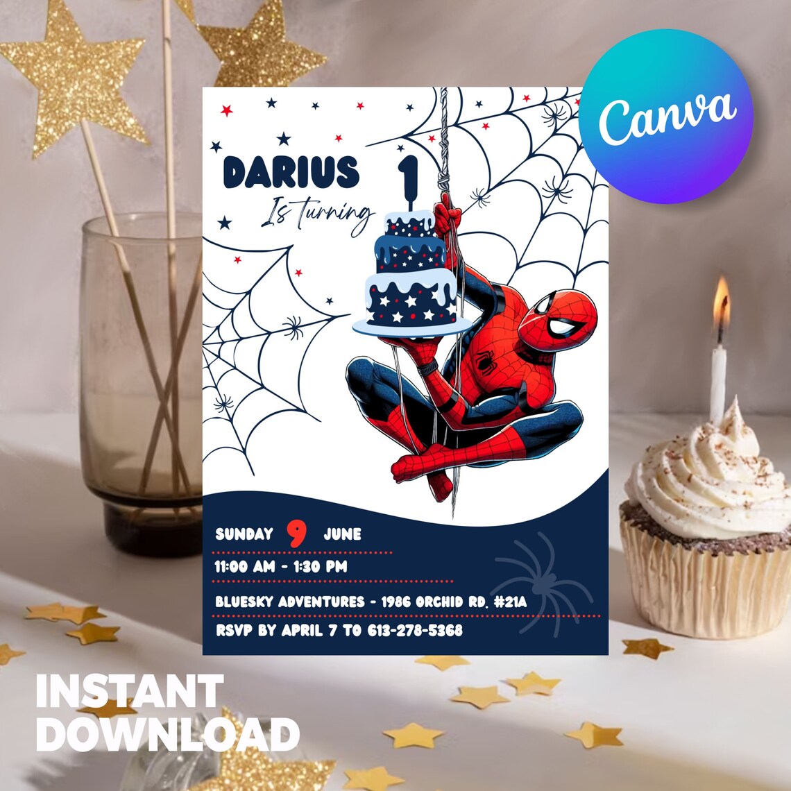Spiderman Birthday Invitation, Spiderman Party Invite, Digital Download ...