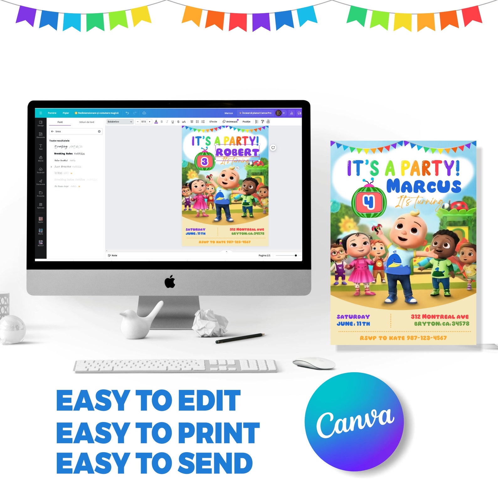 Cocomelon Birthday Invitation, Cocomelon Birthday Invite, Editable ...