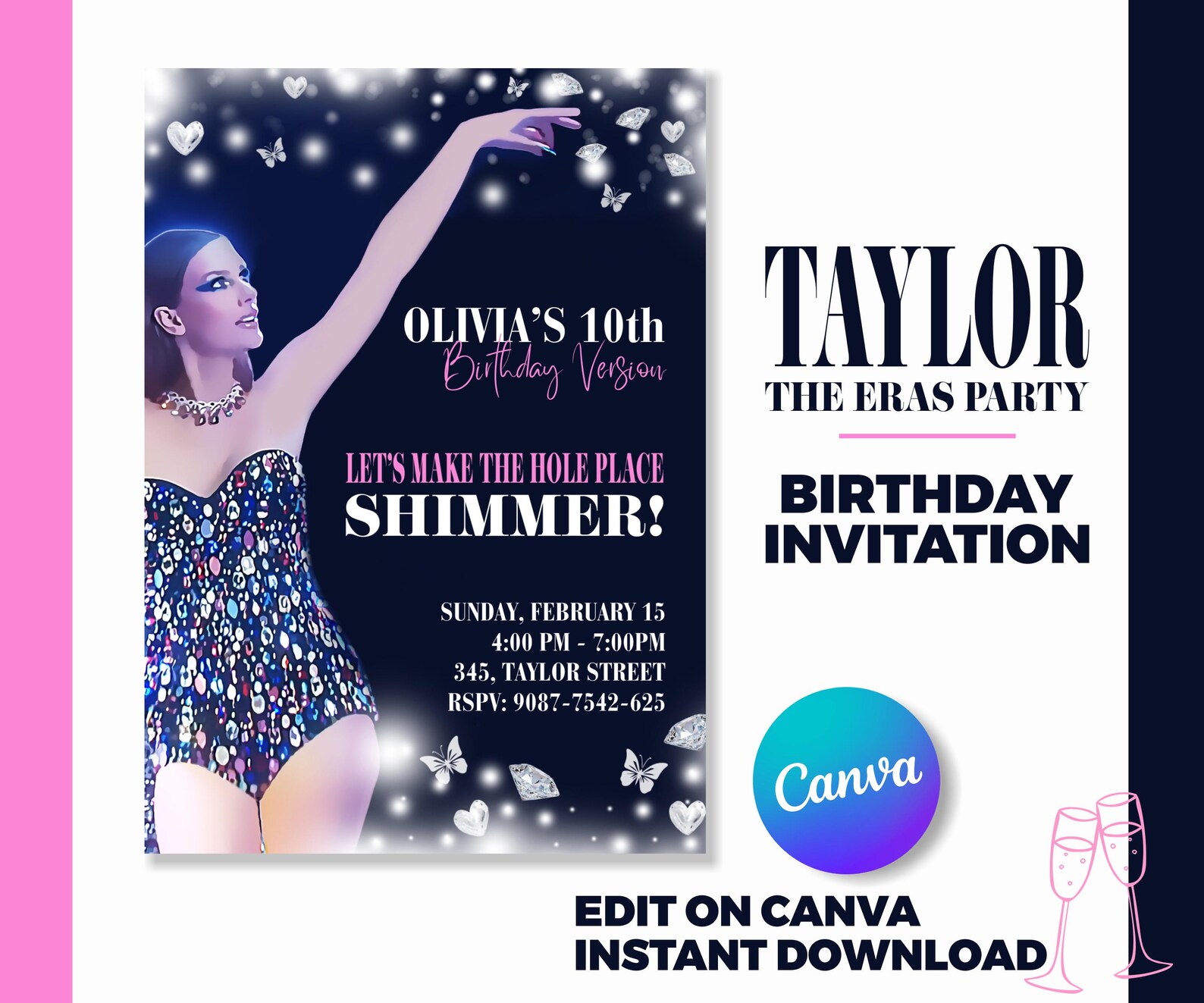 Taylor Birthday Party Invite, Eras Tour Party Invitation, Eras Tour ...