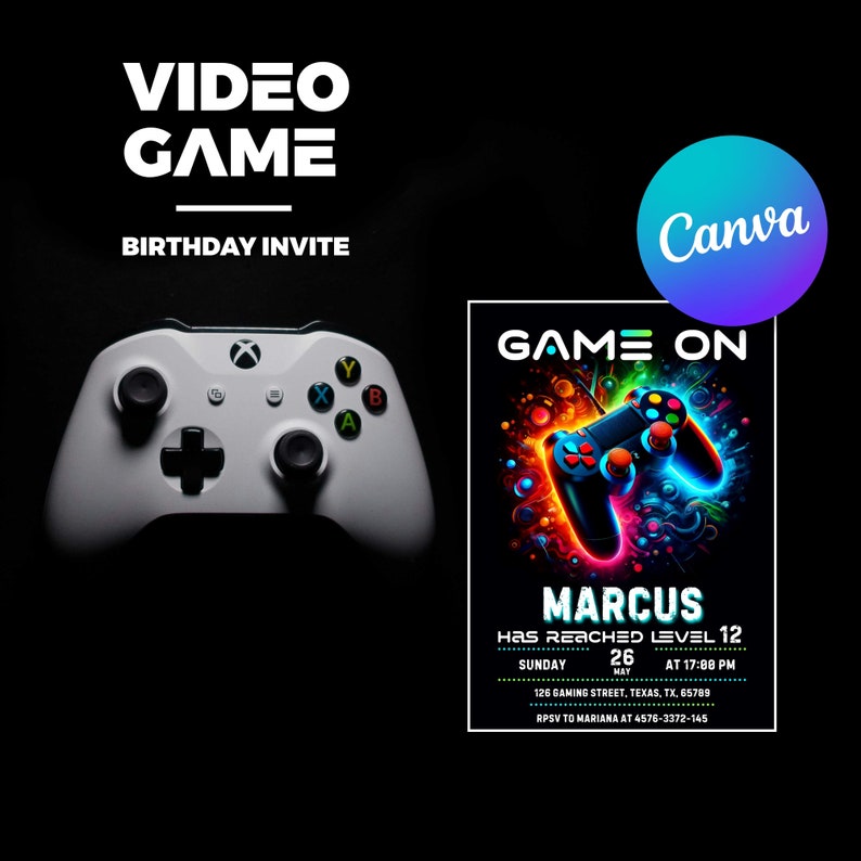 Video Game Birthday Invitation Template, Video Game Birthday Party ...