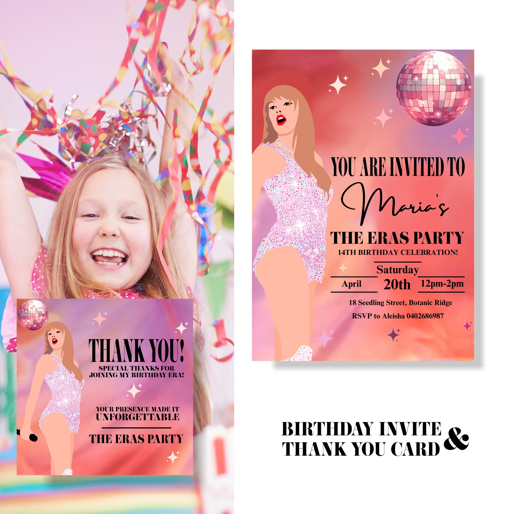 Eras Birthday Invitation, Eras Tour Party Invite, Eras Editable ...
