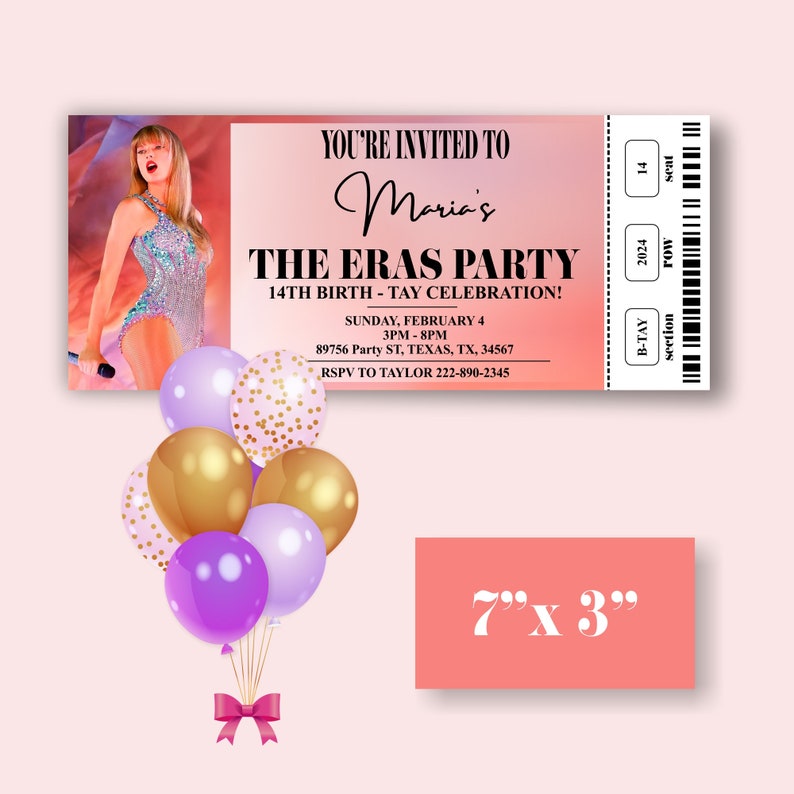 Taylor Swift Eras Birthday Invitation, Eras Tour Ticket Invite, Swiftie ... Taylor Swift Eras Birthday Invitation, Eras Tour Ticket Invite, Swiftie ...