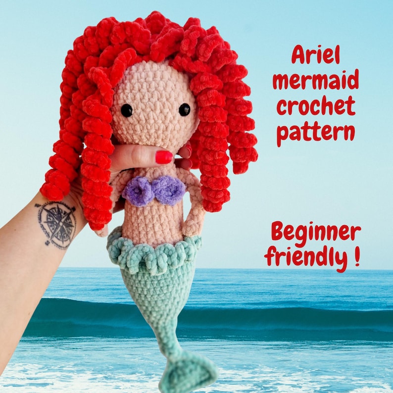 Ariel Little Mermaid Crochet Pattern, Beginner Friendly Amigurumi ...