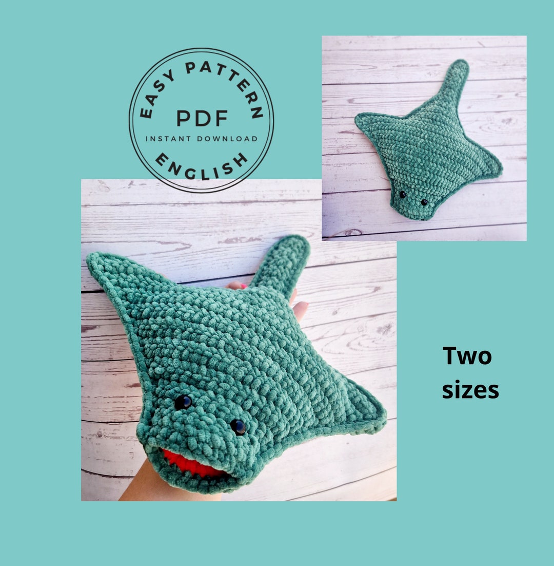 Crochet Stingray Pattern Two Sizes Skate Fish Amigurumi PDF Sea Life ...
