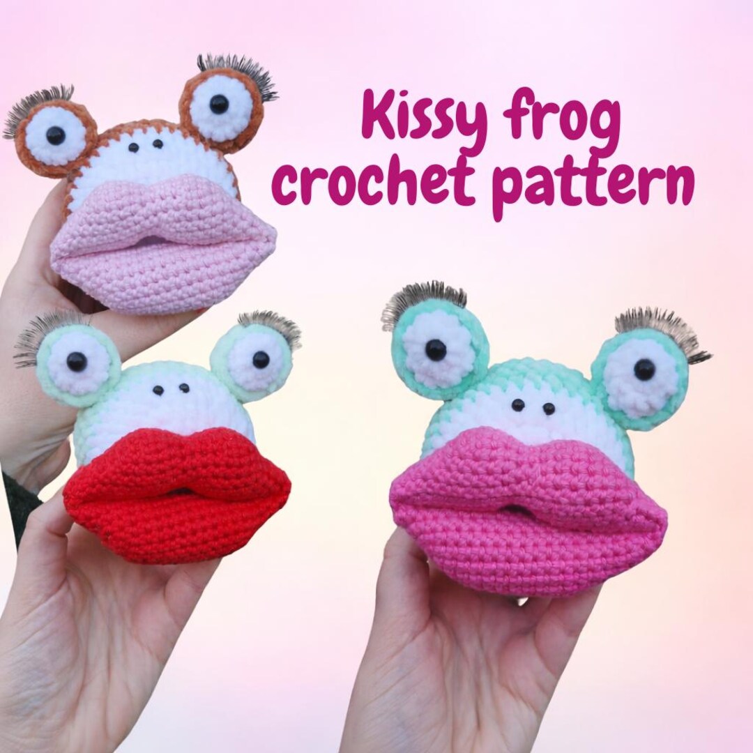 Kissy Frog Crochet Pattern, English Tutorial for Beginners, Funny Lips ...