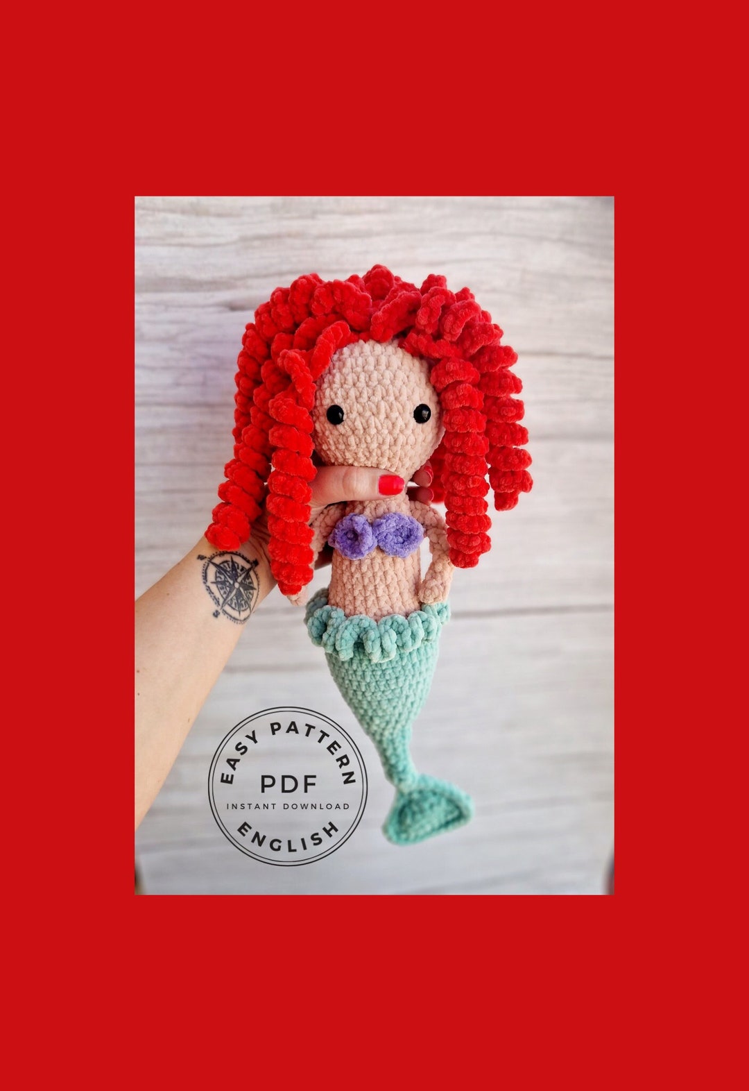 Ariel Little Mermaid Crochet Pattern, Siren, Amigurumi, Plush, PDF ...