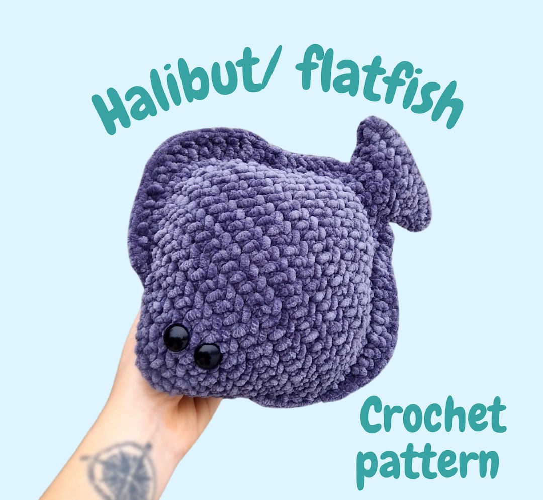 Flat Fish Flounder Halibut Crochet Pattern, Amigurumi Tutorial for ...