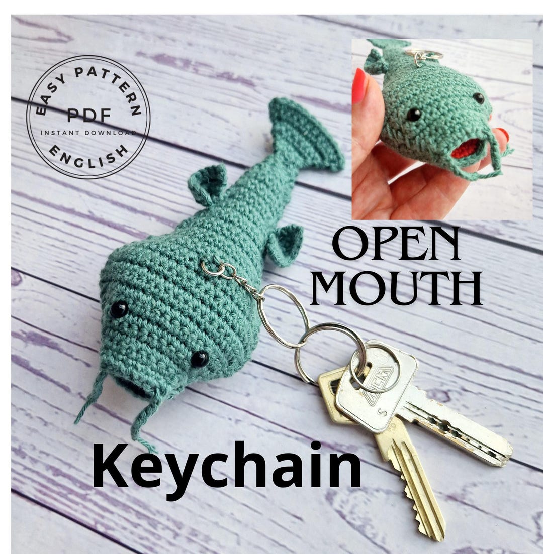 Keychain Catfish Fish Crochet Pattern Key Ring Pocket Open Mouth Easy ...