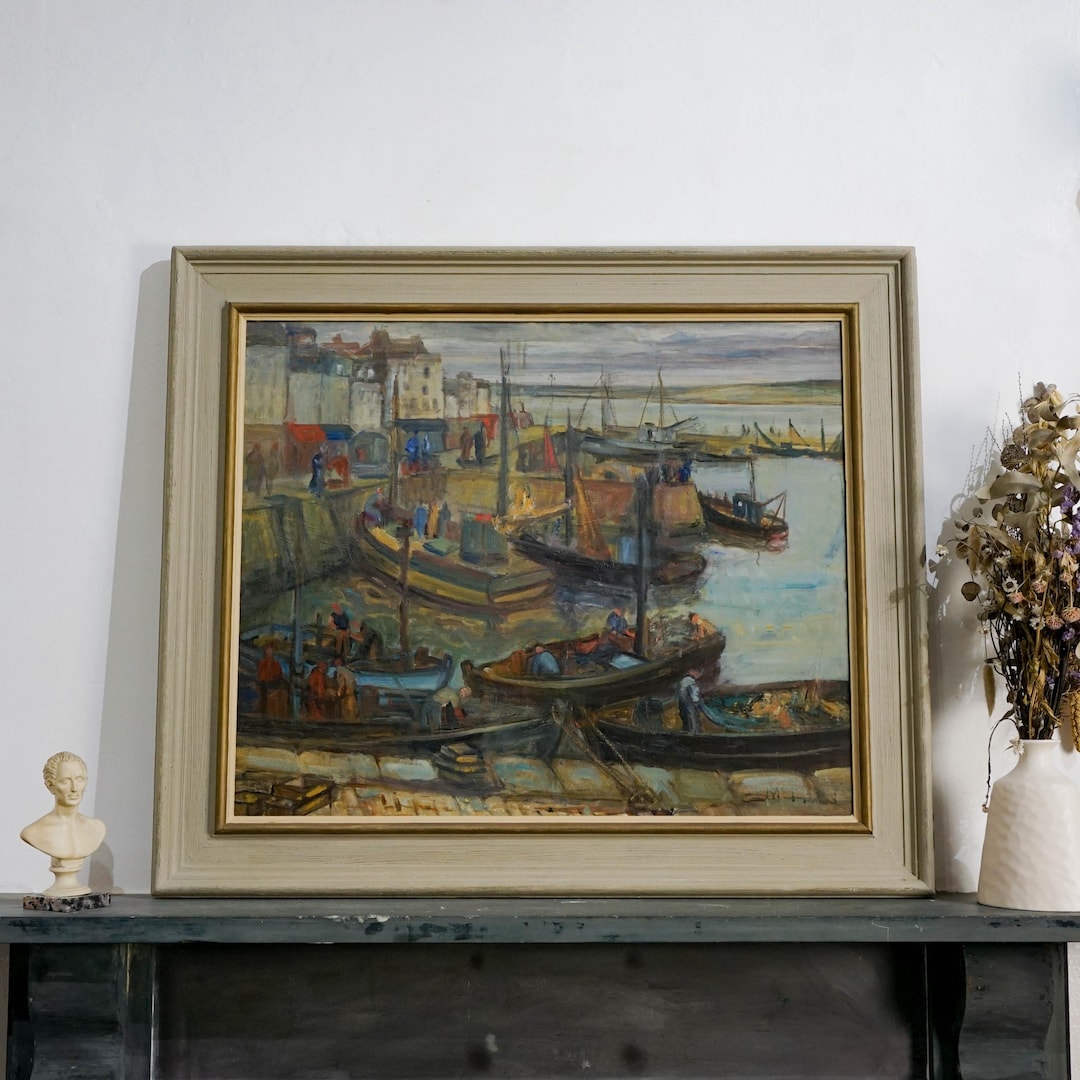 Modernist Brittany Port Painting Marcella Fain - Etsy