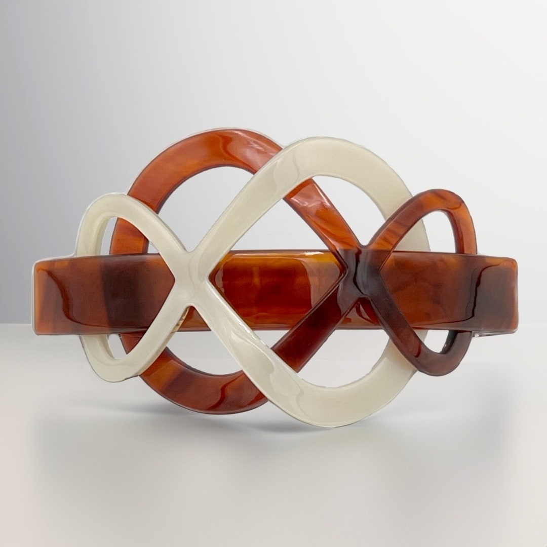 Stylish Infinity Symbol Hair Clip in Brown and Light Gray - Eco ...