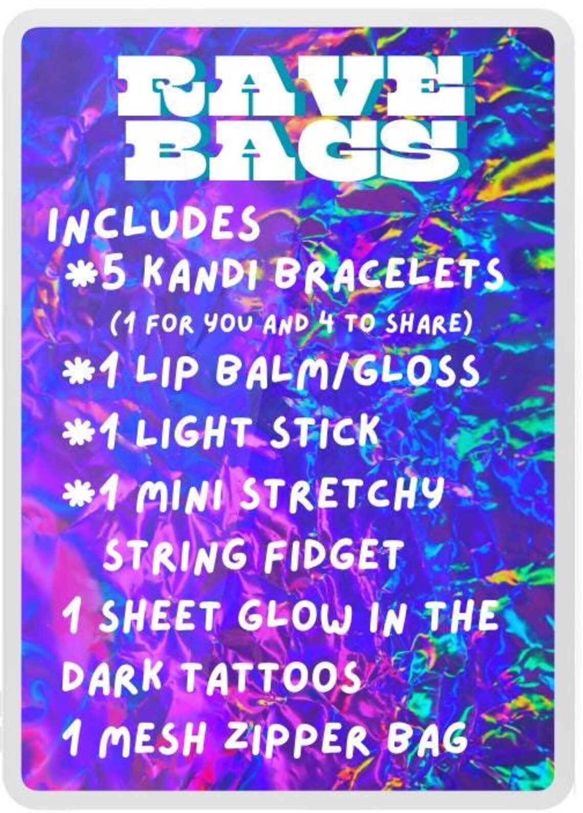 EDM Rave Goody Bag: Kandi Bracelets, Glow Sticks & Tattoos - Etsy