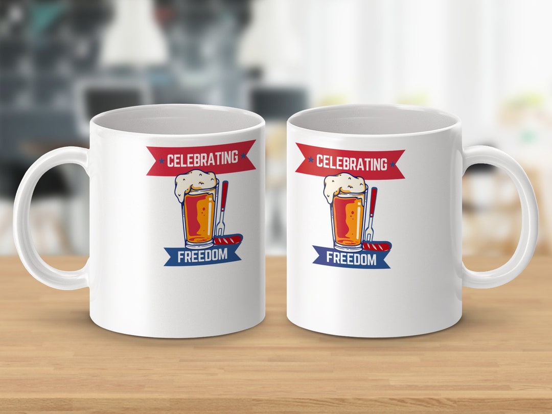 Celebrating Freedom Mug, Beer Glass and Sausage Design, Ideal Gift for ...