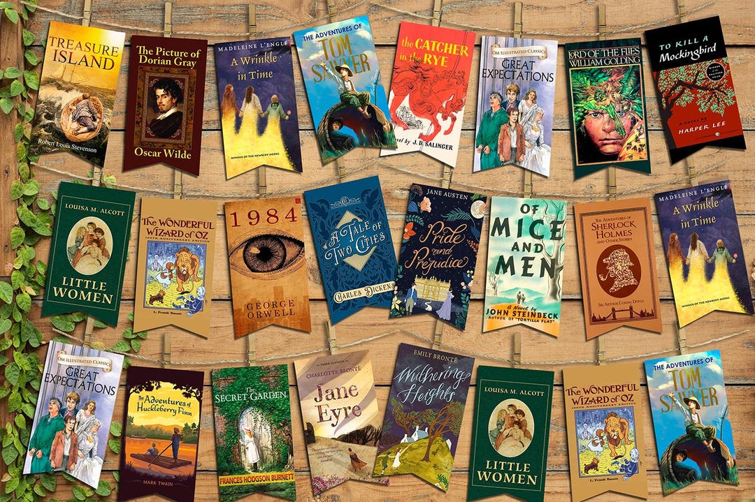 Downloadable 5x9 Inches Classic Literature Banner/ 20 Pennant Flags - Etsy