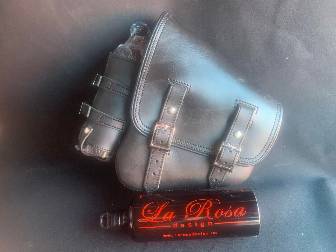 La Rosa Design Leather Softail Swing Arm Bag With Fuel Bottle and ...