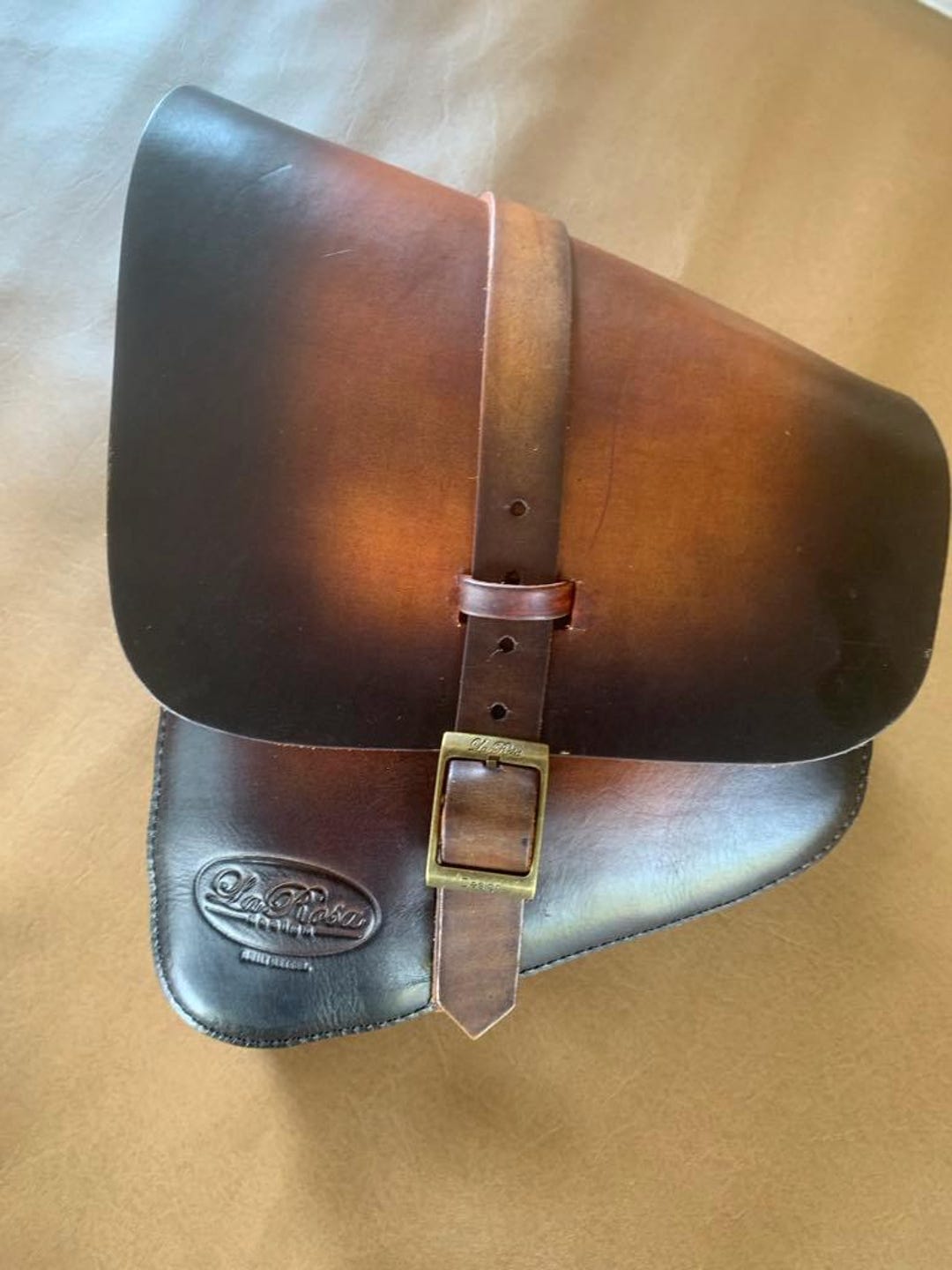 La Rosa Design Harley Softail Left Side Antique Leather Solo Swing Arm ...