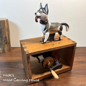 Handcrafted Alaskan Klee Kai Automaton | Woodcarving Dog Lover Gift ...
