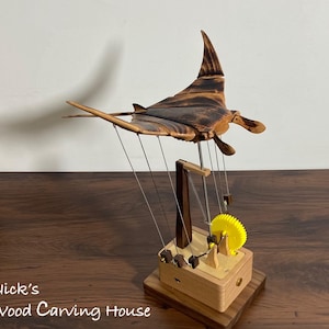 Flying Manta Ray Automata | Wooden Kinetic Sculpture | Mechanical Manta ...