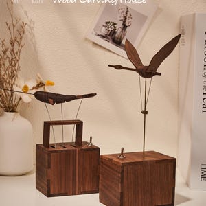 Handcrafted Wood Swan Automata | Kinetic Art Music Box | Home Decor ...
