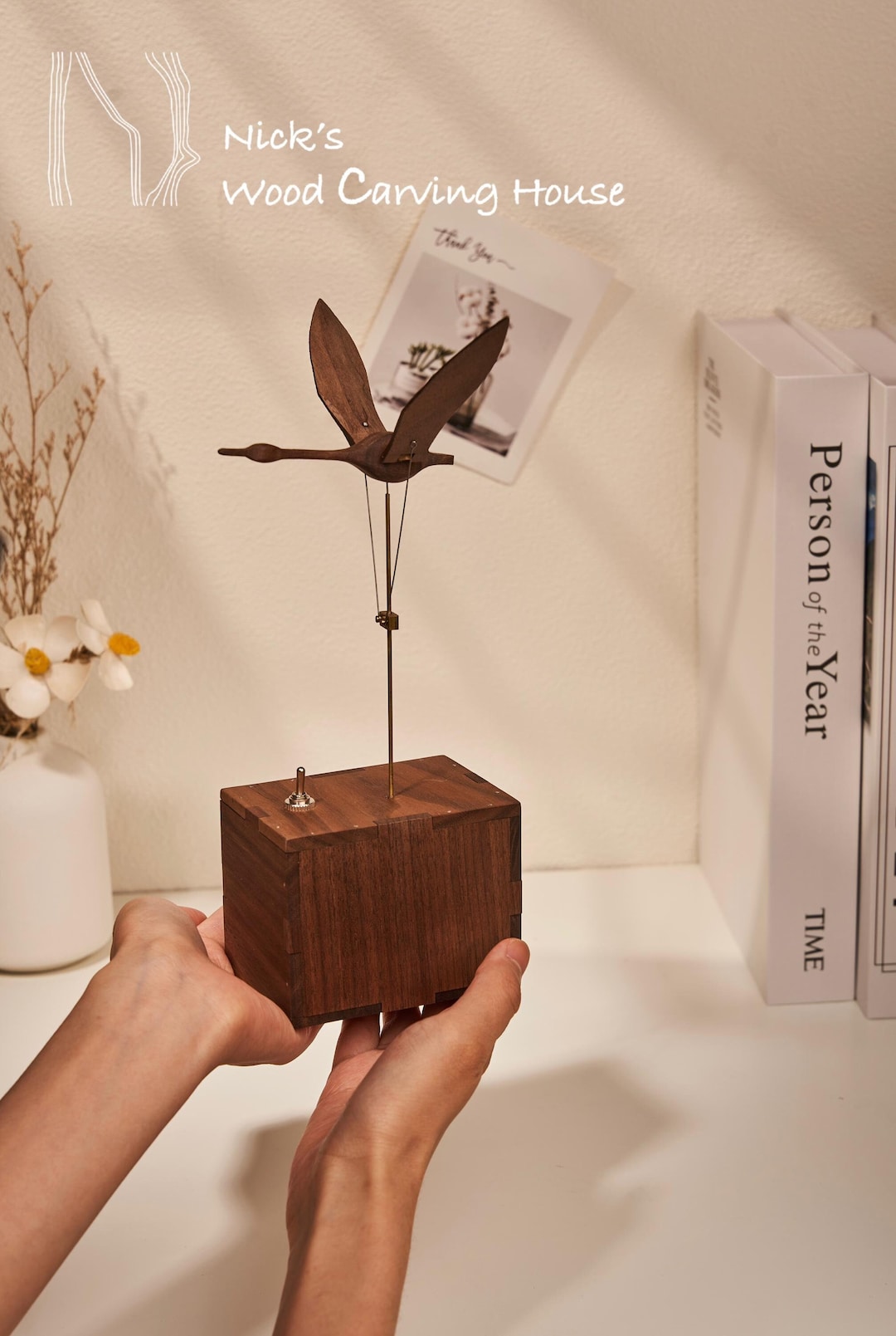 Handcrafted Wood Swan Automata | Kinetic Art Music Box | Home Decor ...