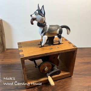 Handcrafted Alaskan Klee Kai Automaton | Woodcarving Dog Lover Gift ...